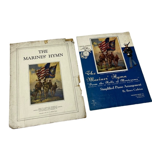 Other | 2 Vintage Marines Hymn Music Sheets Pamphlets Military 1929 ...